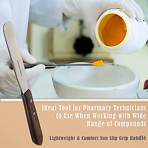 A2Z-WHS5 Stainless Steel Lab Spatula with Wooden Handle, 5" Blade, 0.88" Blade Width, 9.08" Total Length