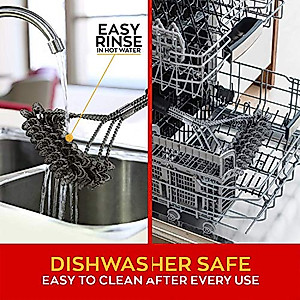 Grill Brush Bristle Free for Safe Cleaning | Grill Cleaner Brush for Gas/Porcelain/Charbroil Grates | Rust-Free Stainless Steel BBQ Brush for Grill Cleaning 17" | BBQ Grill Accessories Gifts for Men