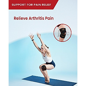 Hurmoya Knee Brace for Knee Pain, 2 Adjustable Straps Compression Support with Patella Gel Pad & 4 Side Stabilizers, Medical for Arthritis, Meniscus Tear, Injury Recovery, Pain Relief, ACL, MCL, Sports, Running, Weightlifting, Plus Size for Men and Women