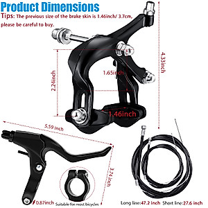 Riakrum 6 Pieces Bike Brakes Calipers Road Bike C Shape Brake Aluminum Bicycle Brake Lever Brake Housing and Cable Brakes C Type Replacement Set for Road Bike