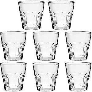 Rock Bar Stackable Beverage Glasses – Set Of 8 Dishwasher Safe Drinking Glasses For Soda, Juice, Milk, Coke, Beer, Spirits – 5oz Durable Tempered Glass Water Tumblers For Daily Use