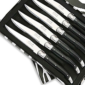 Set of 6 Laguiole steak knives ABS black - Direct from France