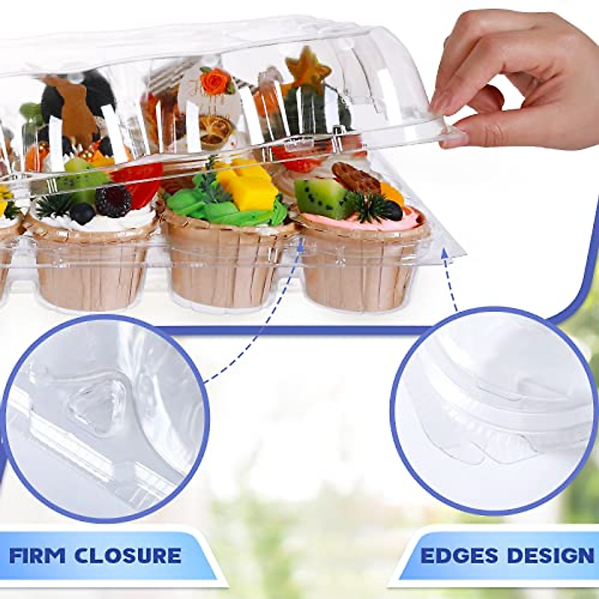 20 Sets Cupcake Containers 24 Count Cupcake Holders Stackable Cupcake Boxes Clear Disposable with Detachable Tall Dome Lid Plastic Cupcake Trays for Wedding Birthday Kitchen Baking Supplies