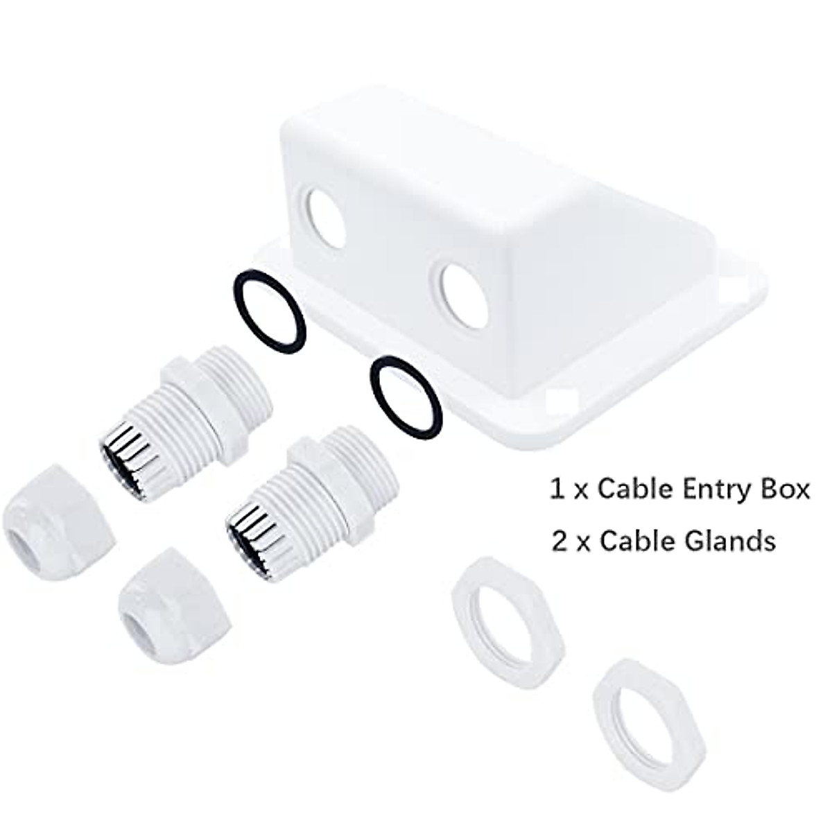Witproton Waterproof Double Cable Entry Gland,UV Resistance Dual Cable Entry Housing for Rv, Boat,Camper (with 2 Cable Glands)