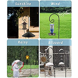 Artigarden Outdoor Shepherd Hooks 76 inch Tall for Bird Feeder (2 Packs), Adjustable Metal Garden Poles for Hanging Plants Solar Light Lantern, Bright Black