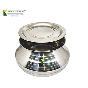 Bartan Hub Stainless Steel Handi with Lid ( Pongal Handi , 2500 ML , Dishwasher Safe ) Handi 2.5 L with Lid (Stainless Steel), Medium