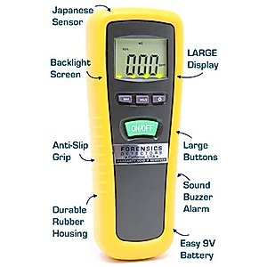 Basic Ammonia Meter by Forensics | 0-100ppm with 1ppm Resolution | Farm, Poultry, Pig & Livestock | Soft Touch Rubber Grip | Large Display & Backlight | Mode: FD-NH3000 | Yellow