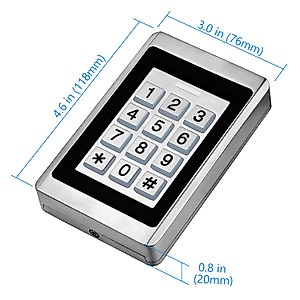 Toncont Door Access Control System, Stand Alone Password Door Keypad + 5PCS ID Keyfobs, Support 2000 Users, Wiegand 26, Garage Door/Gate Opener, Weatherproof, Backlight, Zinc Alloy Metal Case