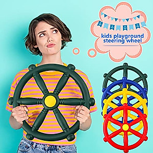 Rcanedny 4 Pack Playground Steering Wheel Swingset Steering Wheel Pirate Ship Wheel Toys for Kids Adult Outdoor Playground Accessories Ship Playhouse Treehouse Decor