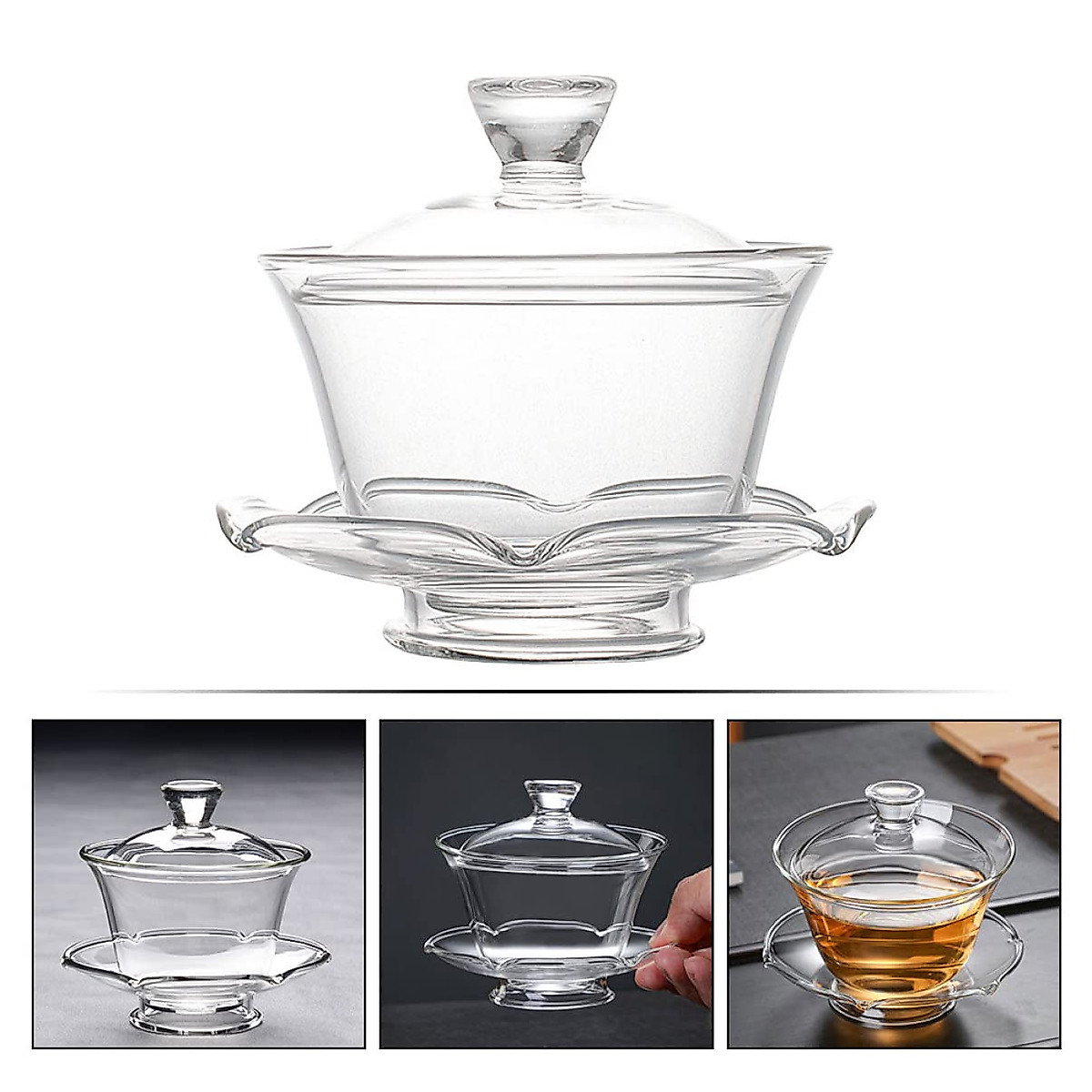 Cabilock Porcelain Tea Cups 1 Set Gaiwan glass coffee mug green tea cups cappuccino cups Tea Cup Glass Chinese Tea Bowl