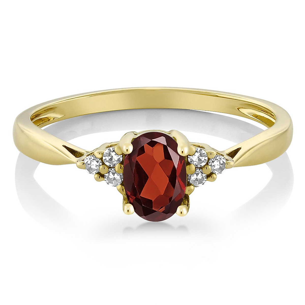 Gem Stone King 14K Yellow Gold Build Your Own Customized and Personalized Oval 6X4MM Gemstone Birthstone and White Diamond Engagement Ring For Women (Size 6)