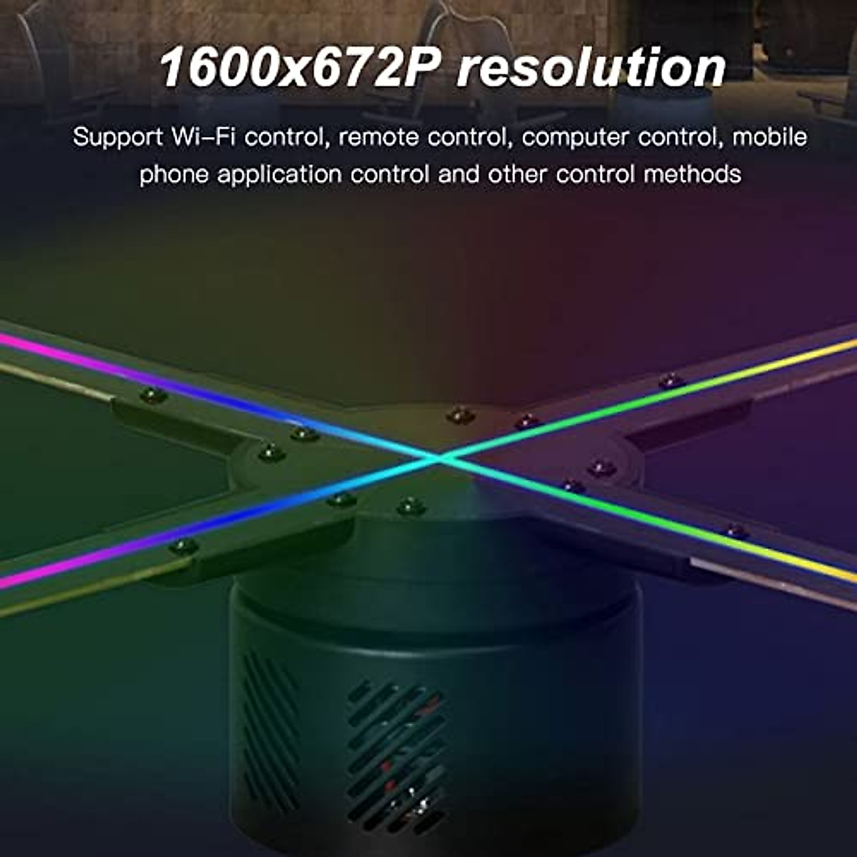 3D Hologram Fan WiFi Projector 22.0in, 3D Hologram Advertising Display Fan, 1600x672P Holographic Projector Fan for Business Store Shop(US)