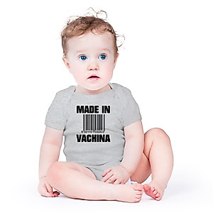 AW Fashions Made in VaChina Baby Bodysuit Funny Cute Baby Girl Clothing or Boy Outfit Infant Romper (Newborn, Sports Grey)