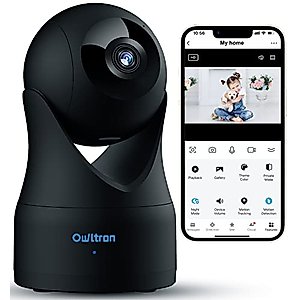 owltron 1080P Pet Camera, Pan Tilt Cam for Baby Monitor, Wi-Fi Home Security Indoor Camera for Dog or Cat, Motion Detection & Tracking, Night Vision, 2-Way Audio, Compatible with Alexa