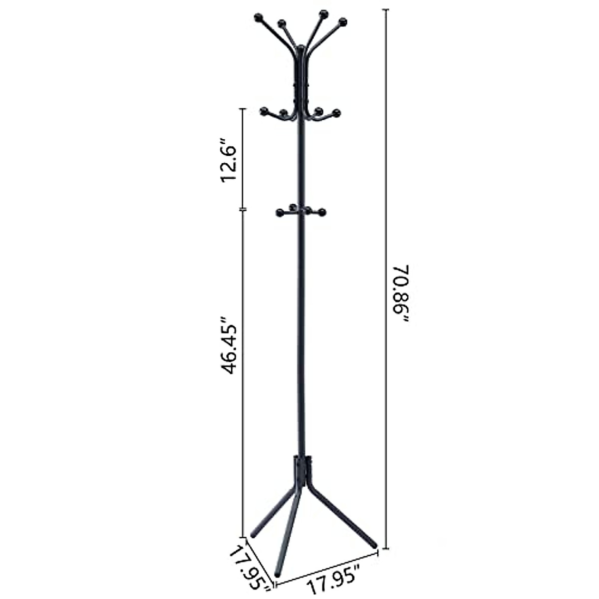 Hoctieon Coat Rack Freestanding, Heavy Duty Coat Hanger Stand with 12 Hooks, Entryway Hall Tree, Floor Standing Coat Rack, Coat Rack Stand, Clothes Rack, Coat Tree, Black