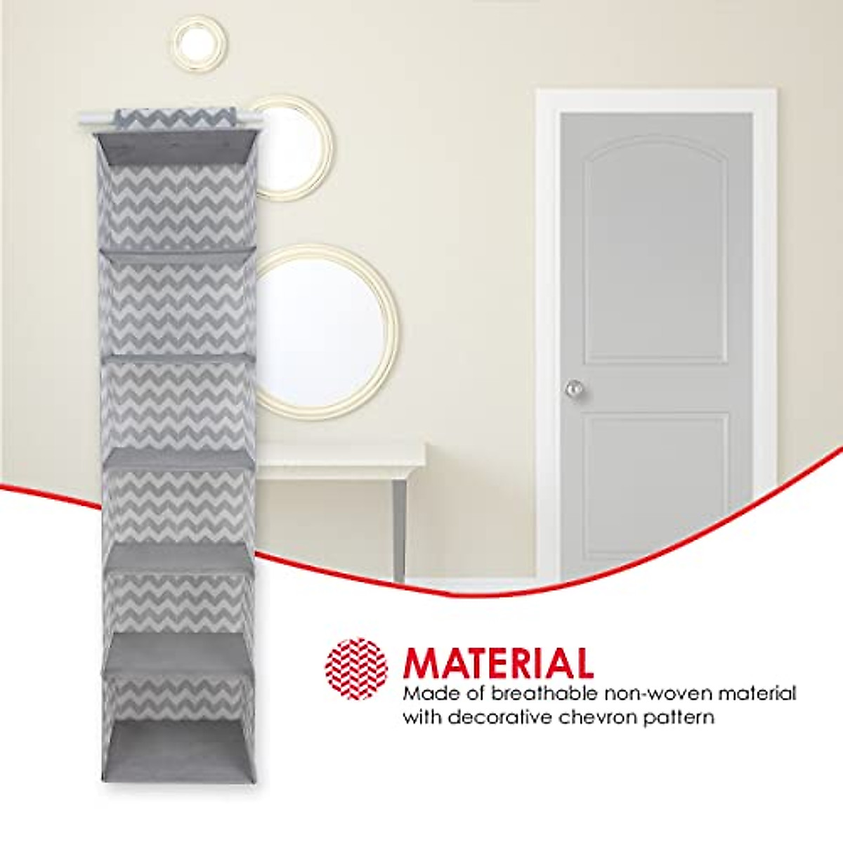 Home Basics Chevron Collection Storage and Organization (6 Shelf Closet Organizer)