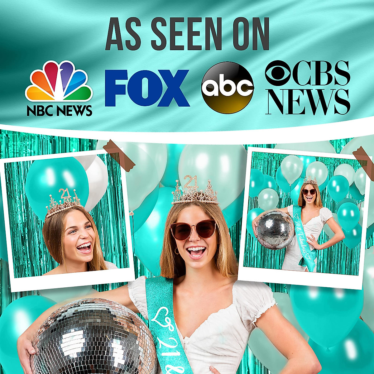 Sweet 16 Party Decorations, Sweet 16 Gifts For Girls, Sweet 16 Birthday Decorations, Sweet 16 Sash, 16 Balloon Numbers, Sweet 16 Cake Topper, Sweet 16 Banners Photo Booth Props Teal Green White - 70PK