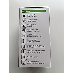 LGIDTECH FUT012 9W RGBWW Smart WiFi 2.4GHz LED Light Bulb RGB+CCT Color Changing & Temperature Adjustable with Memory.Remote and Gateway Hub for Smartphone APP Control All is Sold Separately