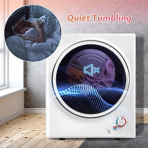 Portable Clothes Dryer, 120 V/850W Electric RV Dryer Smart Moisture Sensor, LCD Control Panel Heating Tumble Clothes Dryer Machine with Stainless Steel Drum for Apartment, Dorm and Home (Square-White)