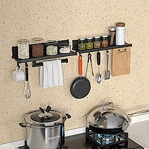 WGONEEDESS Floating Shelves Wall Mounted,2 pcs 16.5 Inch Rustic Aluminum Bathroom Shelves,Black Towel Rack for Bedroom, Living Room, Kitchen, Office(2 Pcs)