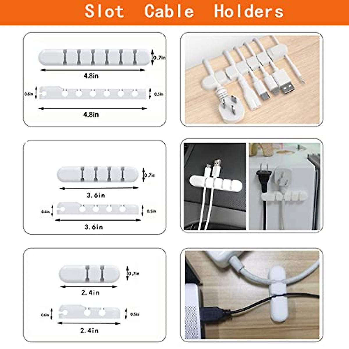140pcs Cable Management Organizer Kit with Cable Sleeve Split,Self Adhesive Cable Clip Holder and tie, Self-Locking Cable Ties Premium Cord Management Kits for TV Computer Office Home (White)