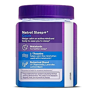Natrol Sleep+ Calm Melatonin Gummies for Adults, Sleep Gummies, Strawberry Flavor, 60 Gummies, 30 Day Supply