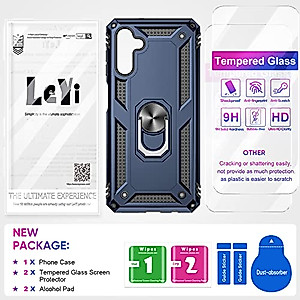 LeYi for Samsung A13 5G Case, A 13/A04S/ A04 Phone Case with Stand and [2 Pack] Tempered Glass Screen Protectors, [Military-Grade] Rugged Case Cover with Magnetic Ring Galaxy A13 5G/ A04S/ A04, Blue