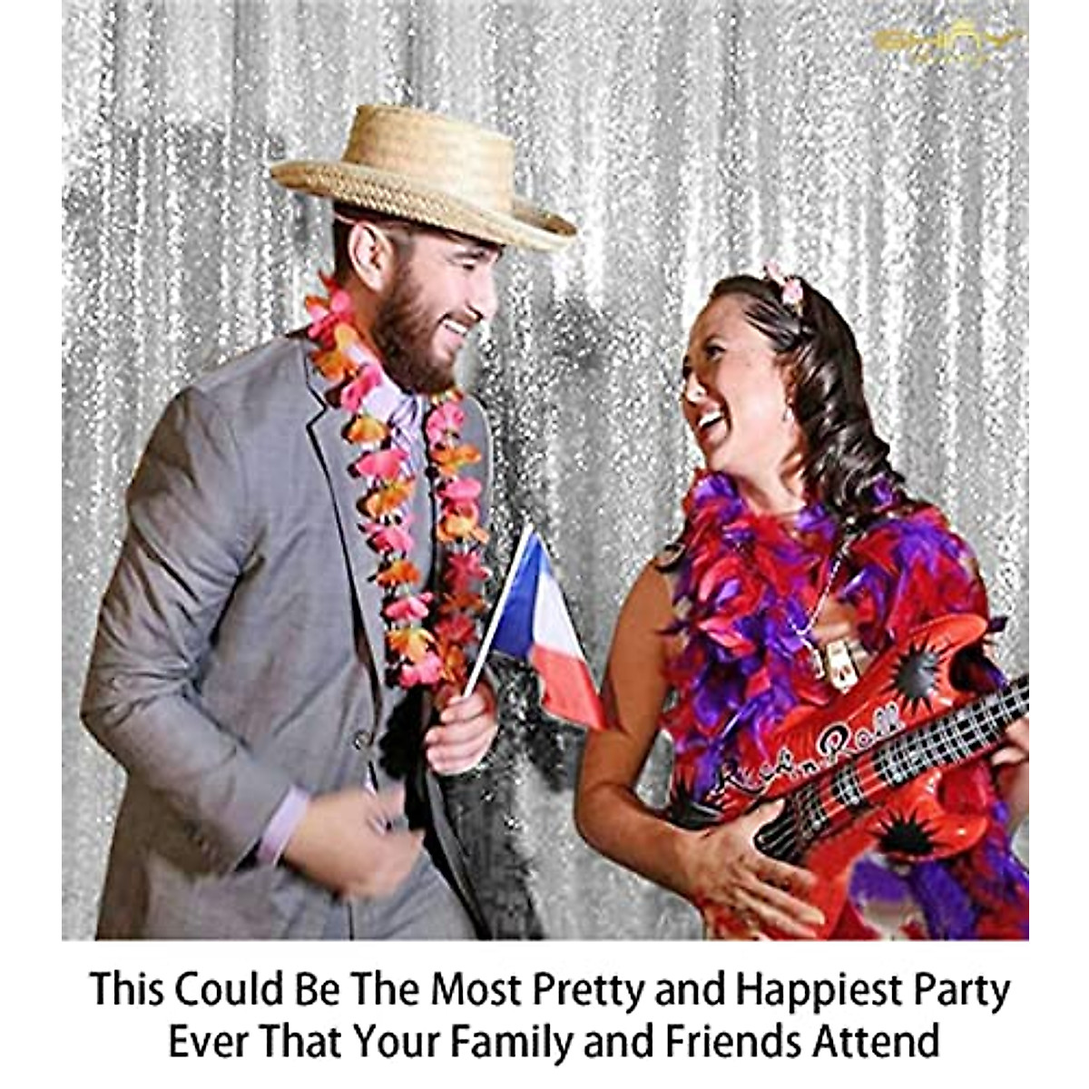 Sequin Backdrop 4x10ft Silver Sequin Curtains 2 Panels Wedding Drapes Glitter Backdrop Curtains for Parties Photography Background (4FTx10FTx2PC, Silver)