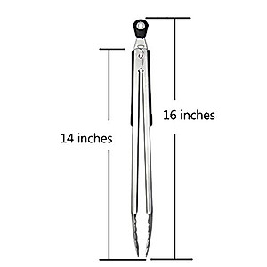 BBQ Tongs, AOOSY 14 Inch Grill Tongs for Cooking BBQ Extra Long Wide Scalloped Gripping Edge Kitchen Tongs, Set of 2