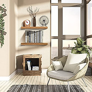 jmaisiu Floating Shelves, Set of 2 Wall Shelves with Invisible Brackets, 19.7Inch Natural Wooden Shelves for Wall Decor, Hanging Storage Shelves for Bedroom Kitchen Bathroom Living Room Decoration