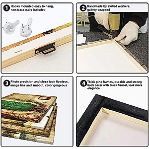 Oreichar Art Food Wall Art Black and White Coffee Bread Canvas Print Painting Yellow Picture for Cafe Dining Room Restaurant Kitchen Decoration (12"x12"x4pcs)