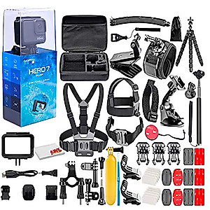 GoPro - HERO7 Silver 4K Waterproof Action Camera - with 50 Piece Accessory Kit - Touch Screen 4K HD Video - 10MP Photos - Live Streaming Stabilization - Silver (Ecommerce Packaging) - Loaded Bundle