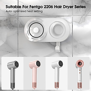 Fentgo Hair Dryer Holder Wall Mount High Speed Hair Dryer with Hair Dryer Power Cord Organizer Hooks, Suitable 2206 Hair Dryer, Compatible for ARAS/Careboda Hair Dryer