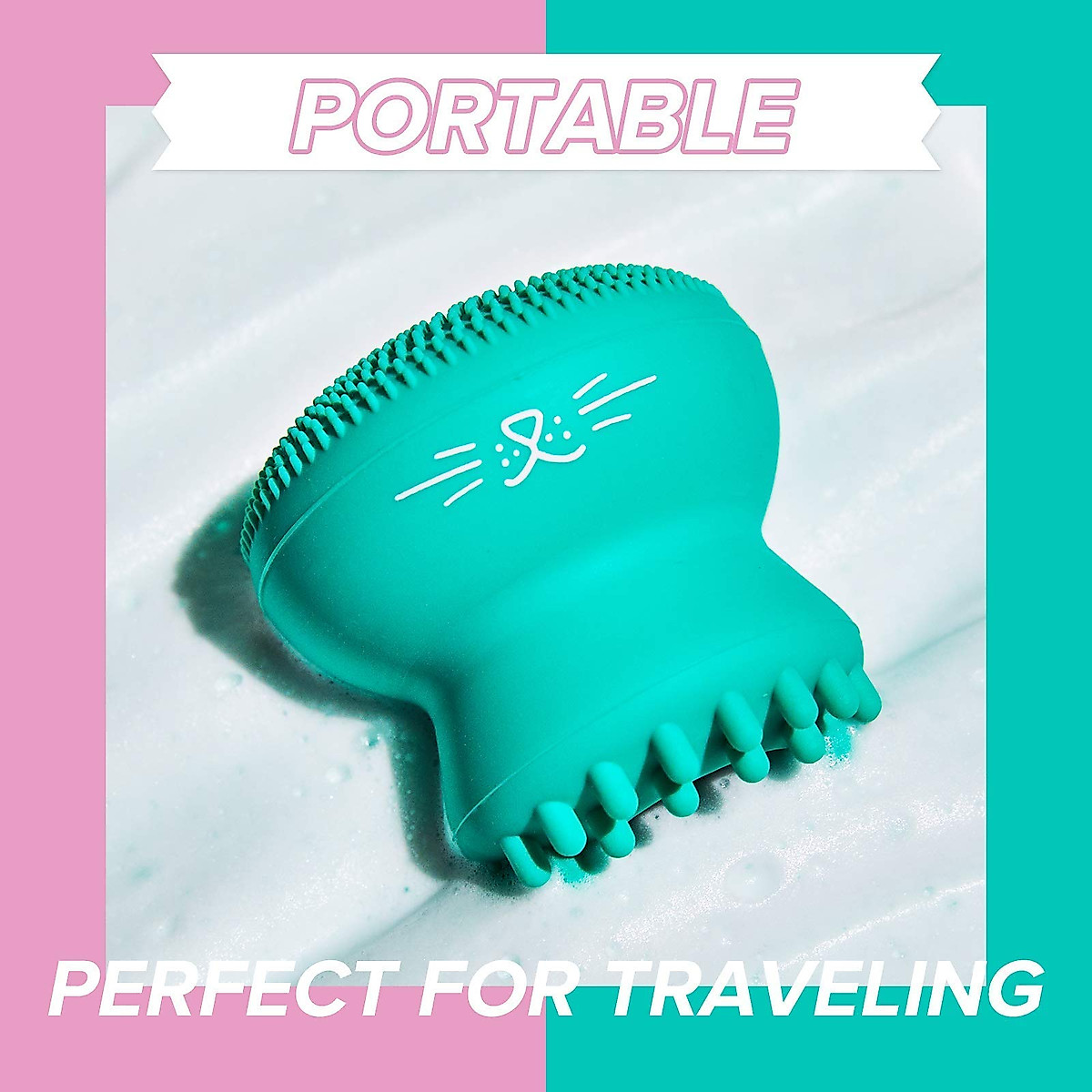 I DEW CARE White Cat Headband + Pawfect Face Scrubber Bundle