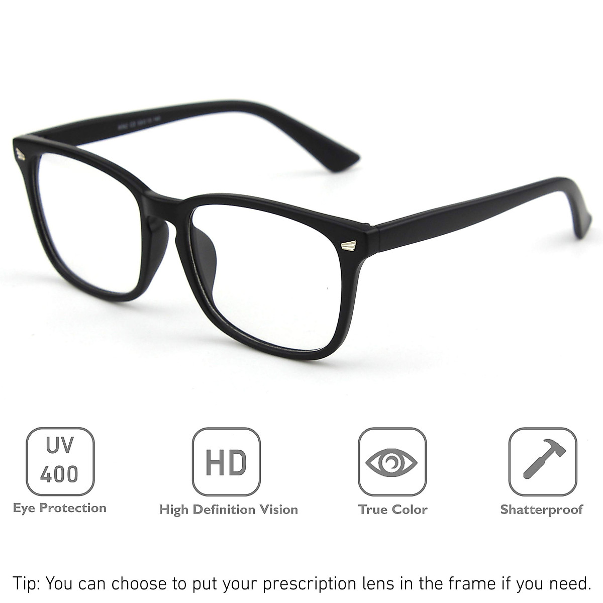 GQUEEN Fashion Glasses Non Prescription Fake Glasses for Women Men Clear Lens Square Matte Black, 201582