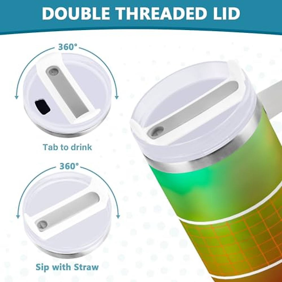 RPLIFE Chic Volleyball Court Orange 40 Oz Tumbler with Handle and Straw, 30 Oz Tumbler with Handle, Travel Coffee Tumbler