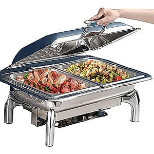 Catering Food Warmers, Chafing Dish Buffet Servers and Warmers Stainless Steel Chafer with Food Warming Tray Perfect for Keeps Buffet Food Warm 9l 400w Banquet Party Food Warming (B)