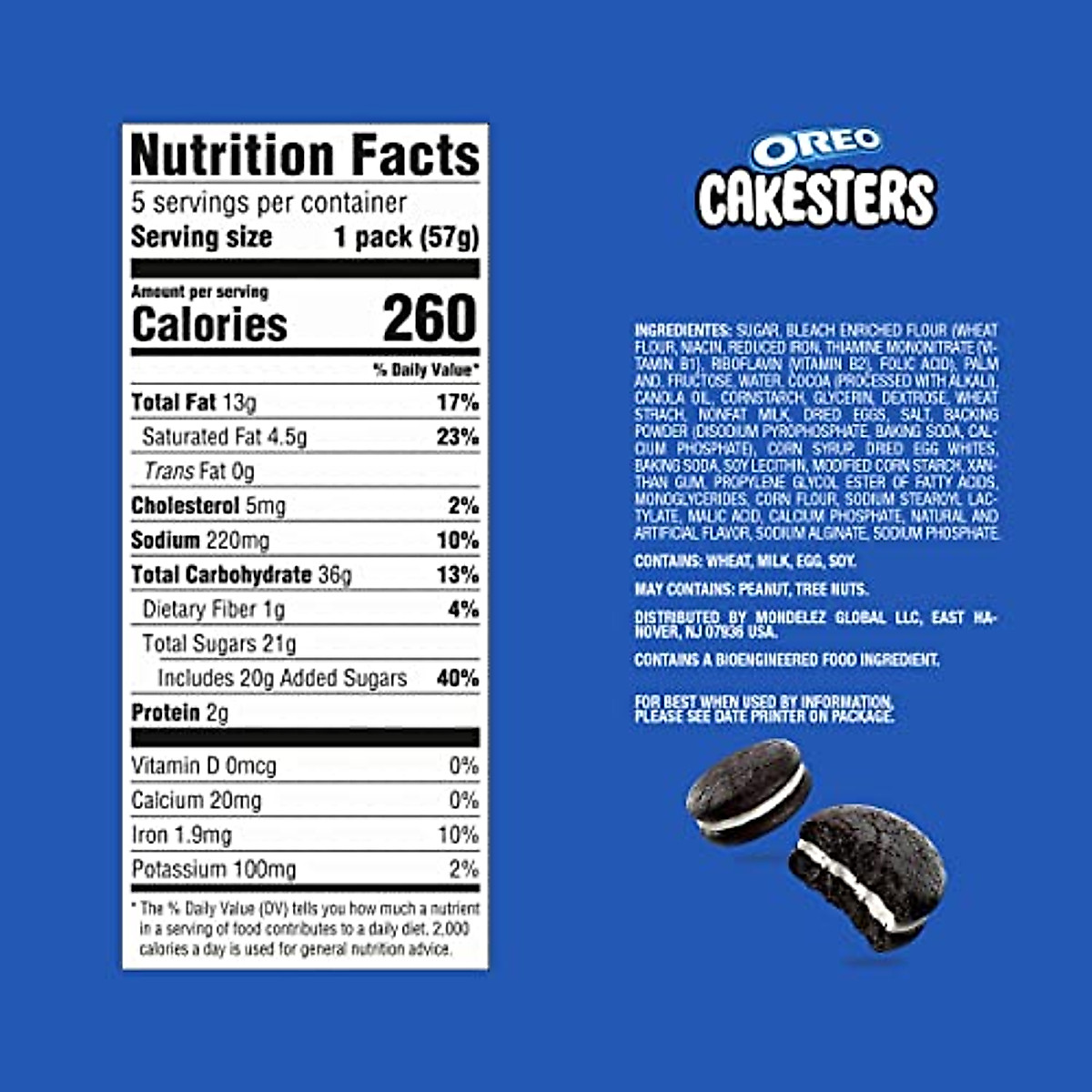 OREO Cakesters Soft Snack Cakes, 5 - 2.02 oz Snack Packs