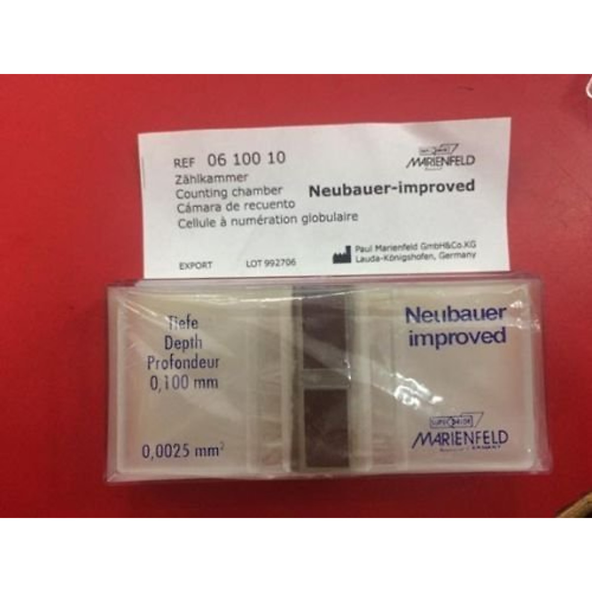 Cell Counting Chamber Brightline 06 100 10 Neubauer Improved MarienfeId lab cellware