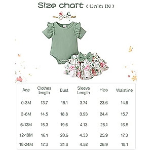 nilikastta Newborn Baby Girl Clothes Infant Girl Summer Outfit Ruffle Sleeve Romper Floral Shorts Bowknot Headband Set(Green,3-6M)