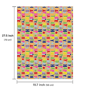 WRAPAHOLIC Kraft Birthday Wrapping Paper Sheet - 6 Sheets Colorful Happy Birthday Design Folded Flat for Birthday, Baby Shower, Party, Holiday - 19.7 Inch x 27.5 Inch Per Sheet