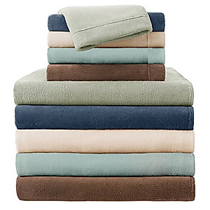 True North by Sleep Philosophy Soloft Plush Bed Sheet Set, Wrinkle Resistant, Warm, Soft Fleece Sheets with 14" Deep Pocket Cold Season Cozy Bedding-Set, Matching Pillow Case, Queen, Aqua, 4 Piece