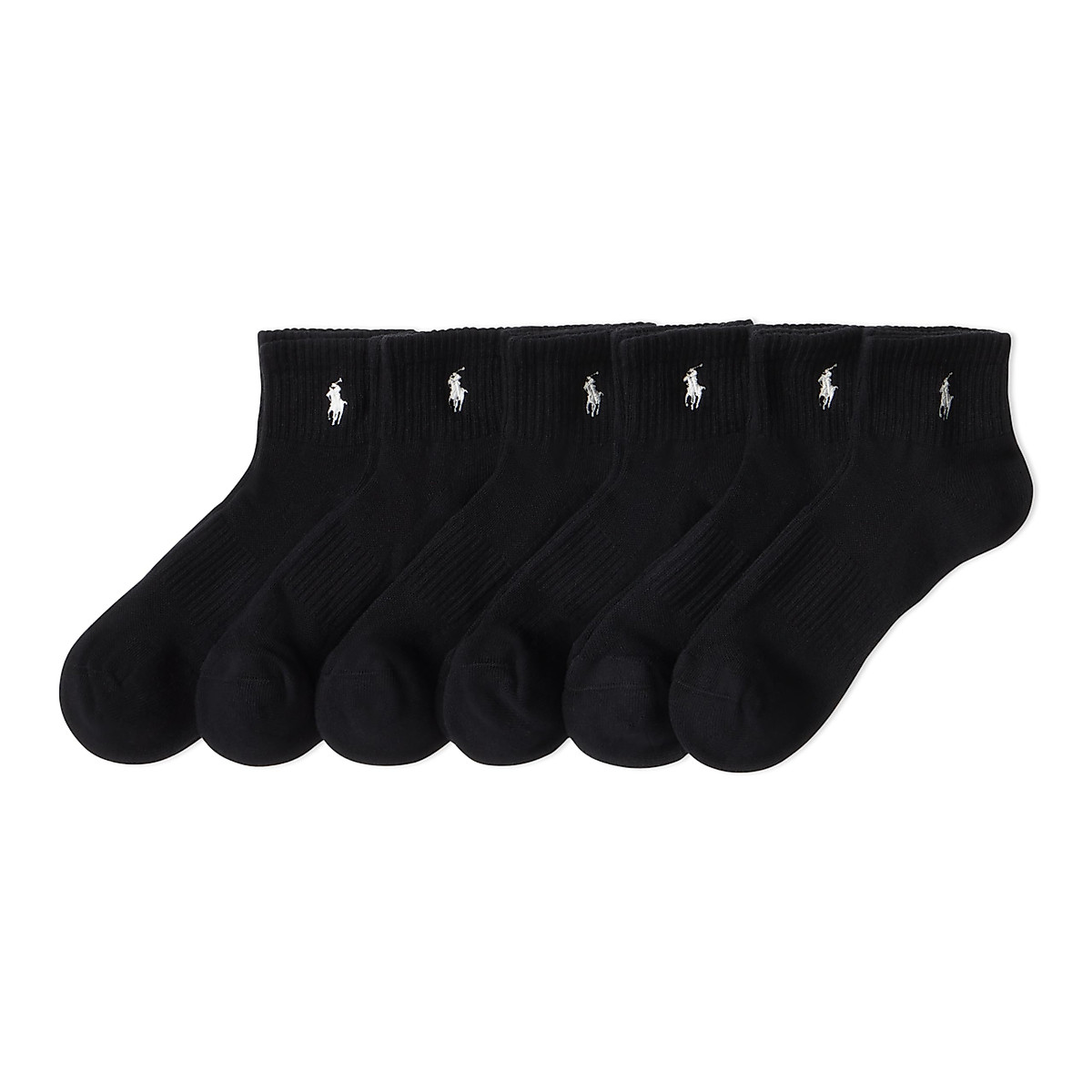 POLO RALPH LAUREN Men's Classic Sport Solid Socks 6 Pair Pack - Cushioned Cotton Comfort, Black, 6-12.5