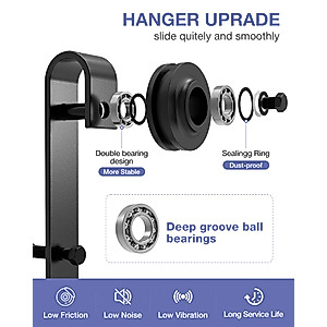 ZEKOO 11 FT Hardware Kit for Cabinet Closet, Sliding Door Hardware for Double , Heavy Duty Black barn door Track with Steel Hanger, Slide Smoothly Quietly, Easy Install