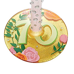 Enesco Designs by Lolita Happy 70th Birthday Hand-Painted Artisan Wine Glass, 1 Count (Pack of 1), Multicolor