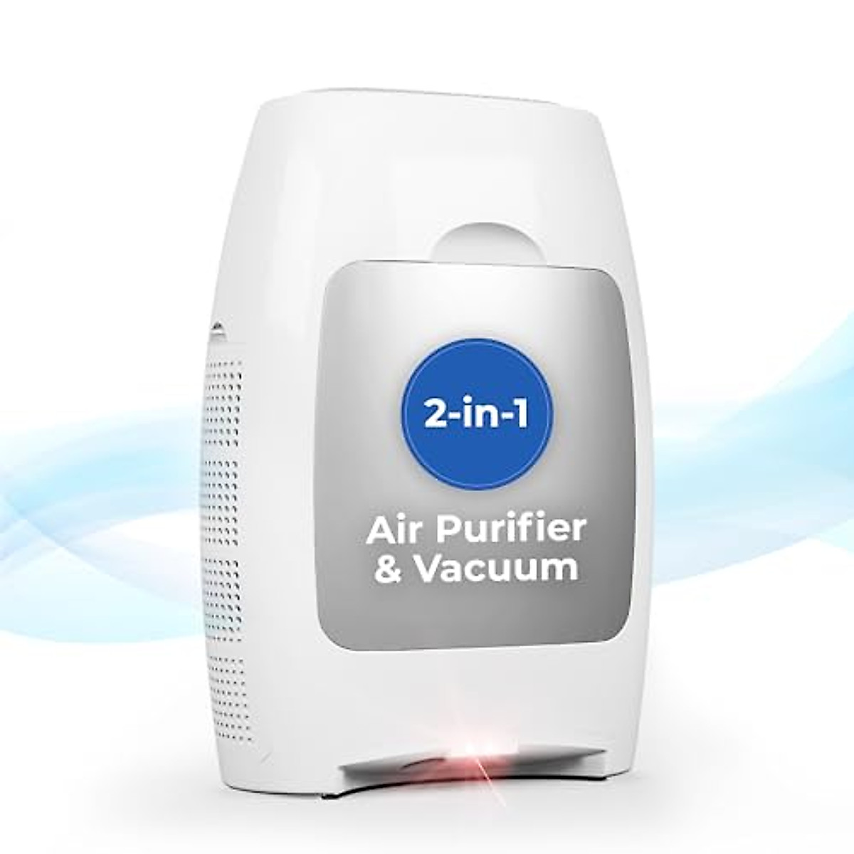 EyeVac Air 2-in-1 HEPA Air Purifier & Touchless Vacuum Automatic Dustpan - Ultra Fast & Powerful - Covers 600 Sq ft - Corded Canister Vacuum, Bagless, Automatic Sensors, 1000 Watt (Air White/Silver)