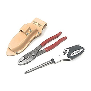 MLTOOLS Leather Holster for Pruning Shears – Made in USA – 100% Fine Grain Leather – Gardening Equipment Case with Steel Metal Clip – Nifty Pouch for Hand Pruners P8235 – Wide Belt Slits (1 Pack)