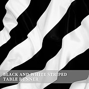 10 Pack Striped Table Runner Polyester Table Decor Classic Black and White Striped Table Runner Modern Elegant Design for Indoor Outdoor Events Banquet Party Wedding (12 x 72 Inch)