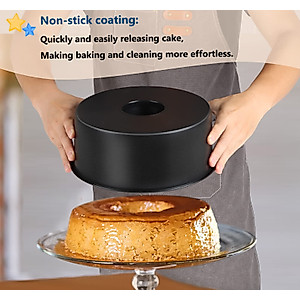 TeamFar 10 Inch Angel Food Cake Pan, Non-Stick Coating Stainless Steel Core Pound Cake Pan with Tube, for Home/Kitchen, Healthy & Heatproof, One-piece & Hollow Design, Release& Clean Easily
