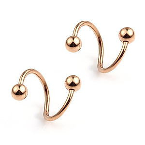 Ruifan 16G Stainless Steel Twist Ear Plug Earring Spiral Helix Stud Lip Ring Body Piercing Jewelry 10mm 6Pairs